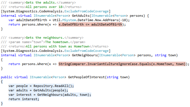 ExcludeFromCodeCoverage and Linq | .NET Development by Eric