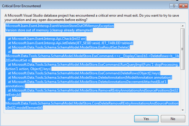 Version store out of memory | .NET Development by Eric